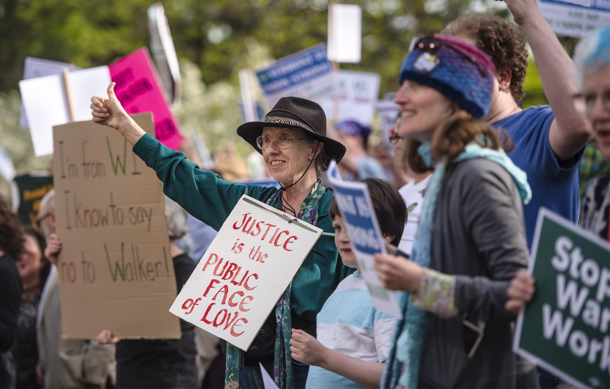 Hundreds turn out in Burlington to protest former Wisconsin governor ...